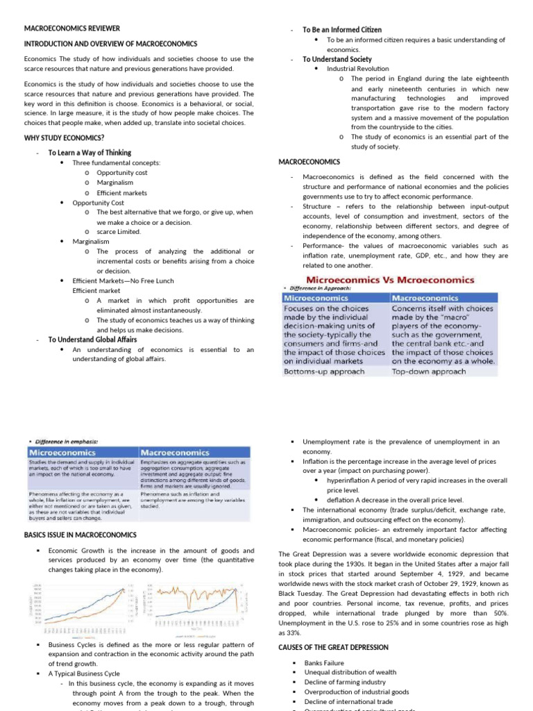 Macroeconomics Reviewer Midterm | PDF | Gross Domestic Product | Macroeconomics