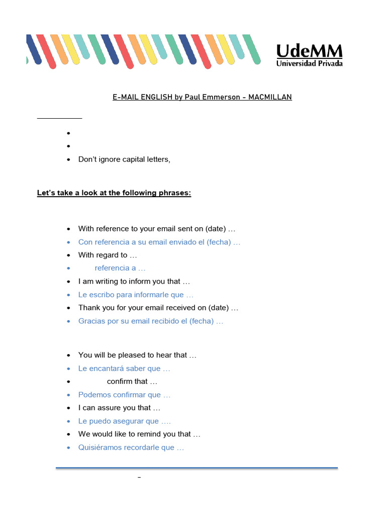 Email English Summary | PDF