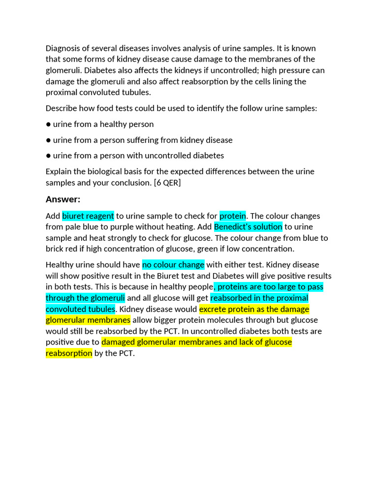 Six Mark Q and A Biology | PDF | Kidney | Biology