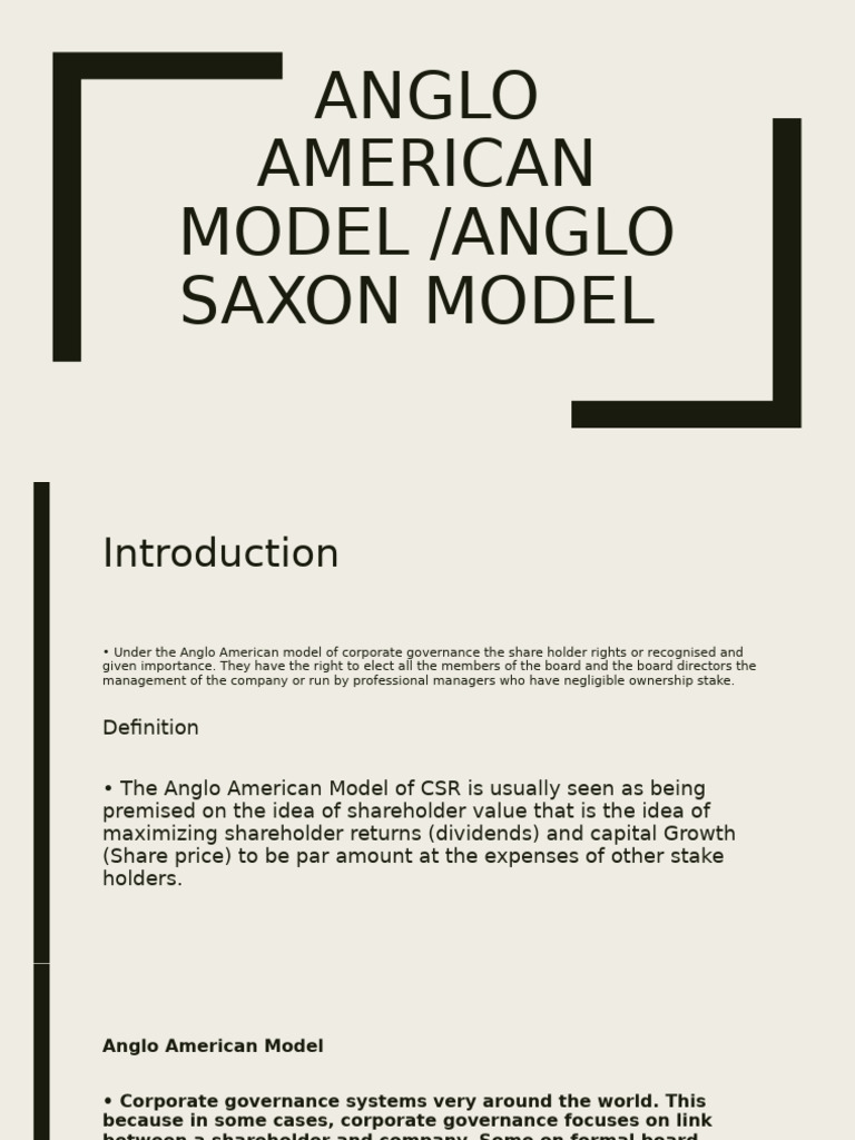 Anglo Saxon Model NAKSHATHRA | PDF | Corporate Governance | Capital Market