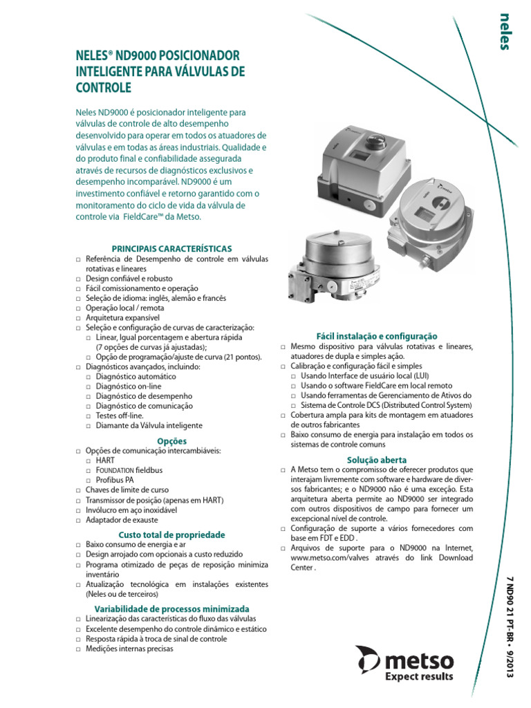 Catálogo Posicionador Metso ND9200 | PDF | Válvula | Calibração