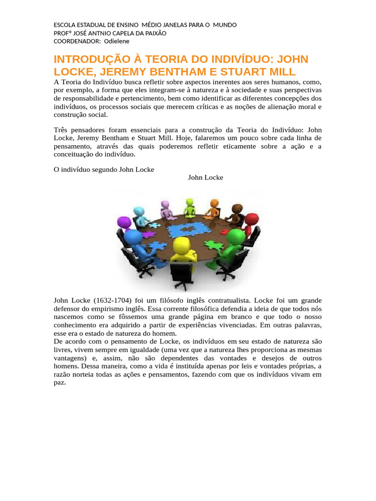 Teoria do Indivíduo: Locke, Bentham e Mill | PDF | Utilitarismo | John ...