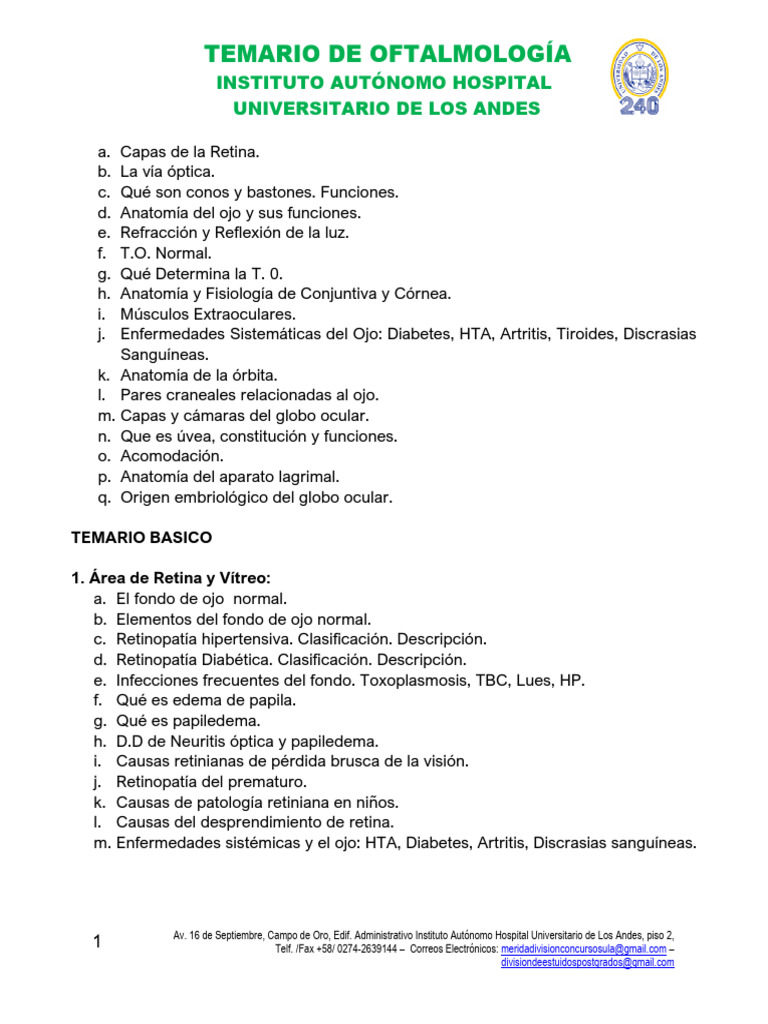 Temario Completo de Oftalmología | PDF | Ojo humano | Glaucoma