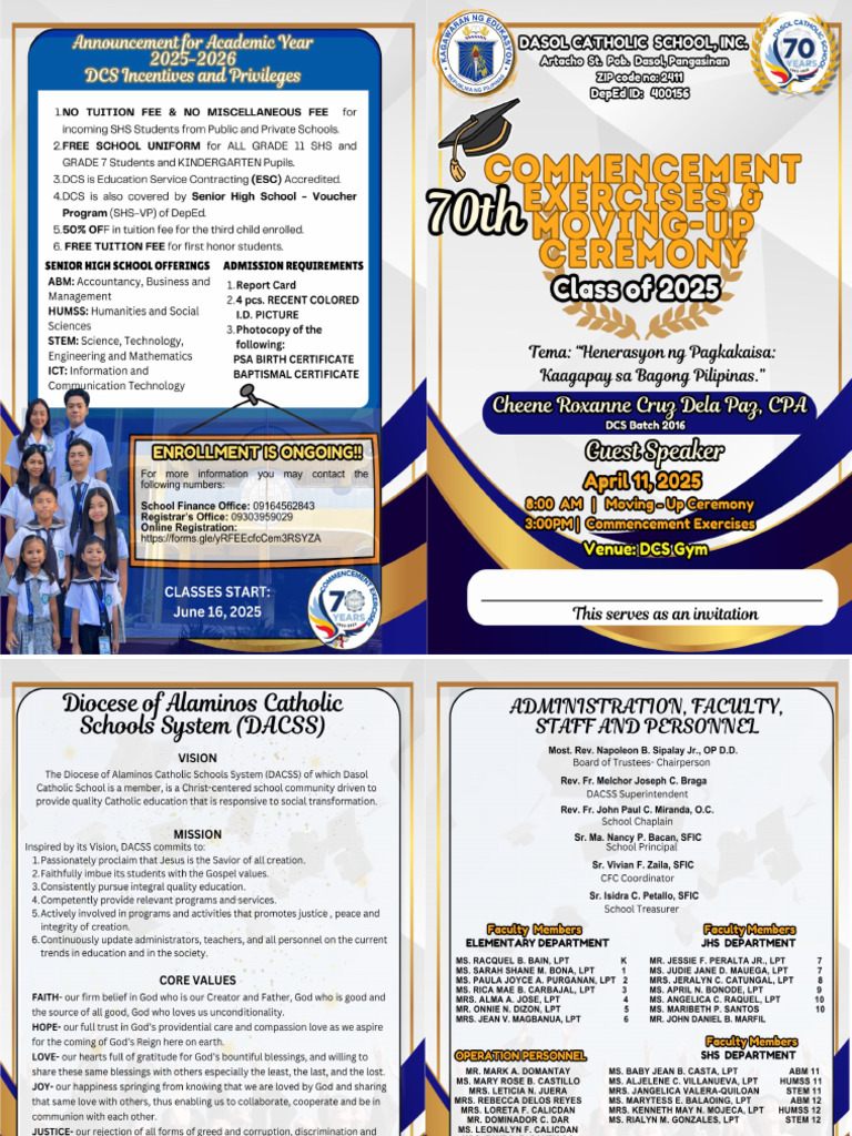 Invitation For Moving Up and Graduation Ceremony 2025 | PDF