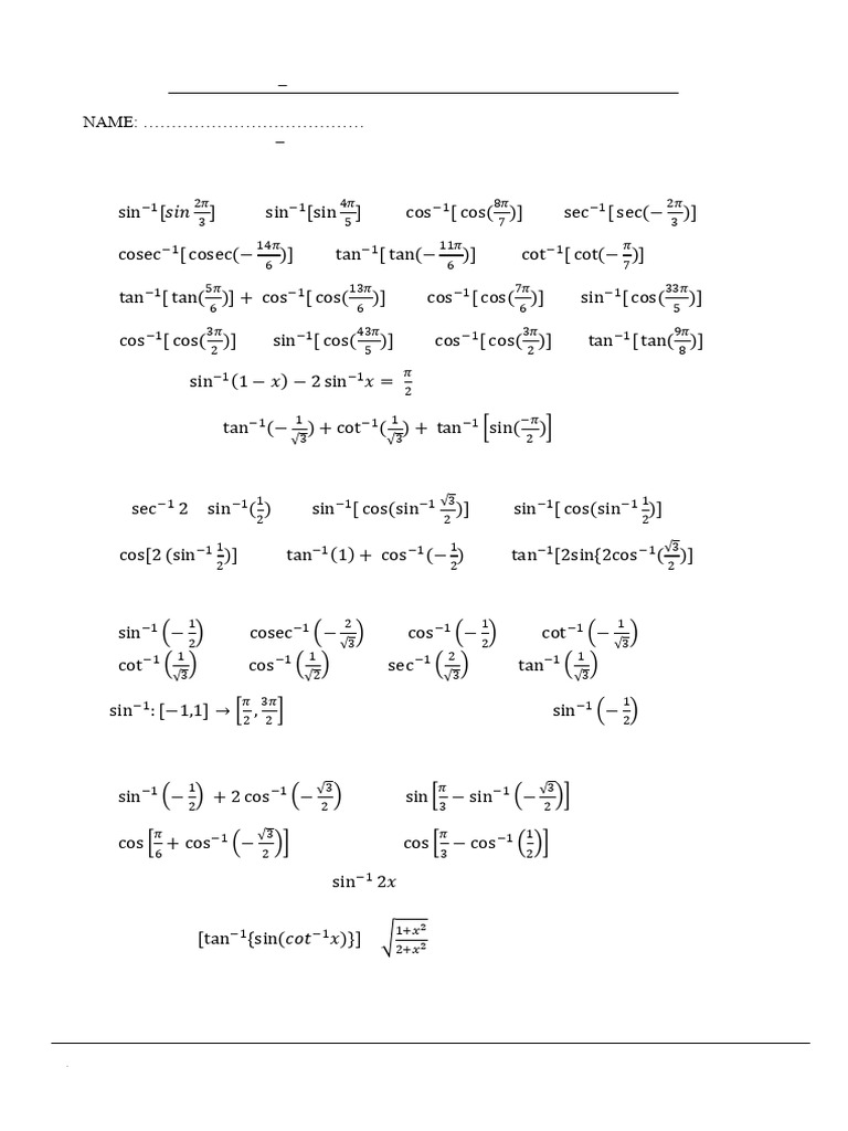Inverse Trigonometric Functions - 2025-26 | PDF | Function (Mathematics) | Trigonometric Functions