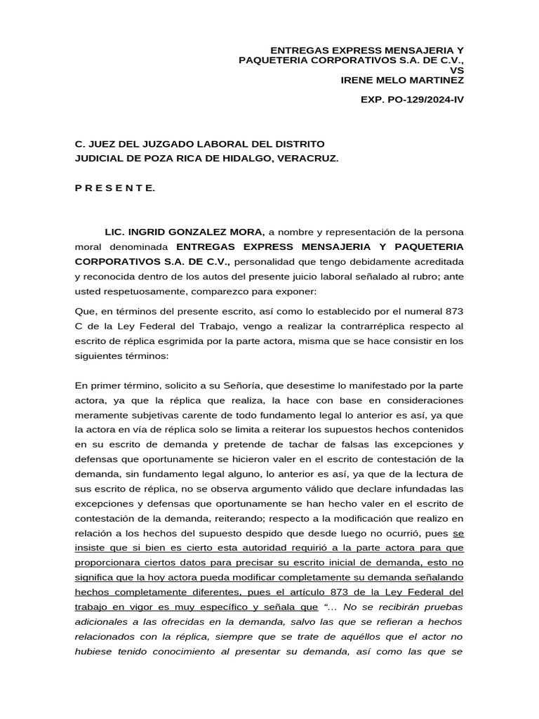 Contrarreplica Irene 2906 | PDF | Justicia | Crimen y violencia