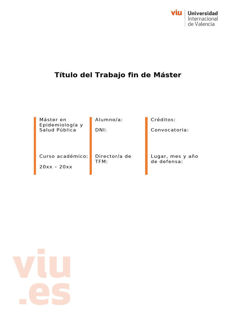 PLANTILLA TFM Epidemiologia | PDF