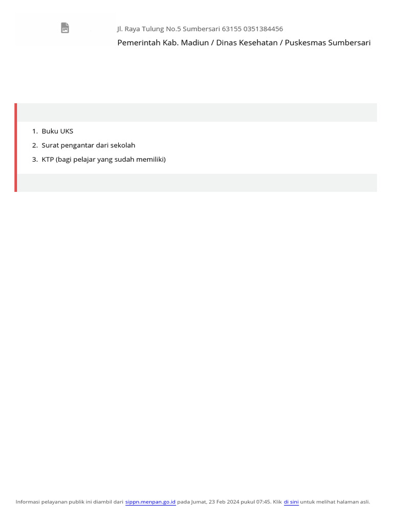 Unduh Standar Pelayanan - Permohonan Surat Keterangan Sehat Sakit ...