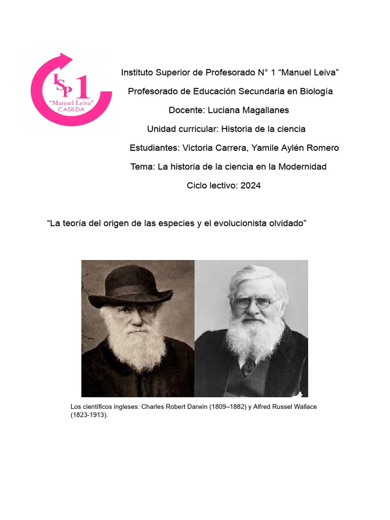 Historia de la Evolución: Darwin y Wallace | PDF | Alfred Russel ...