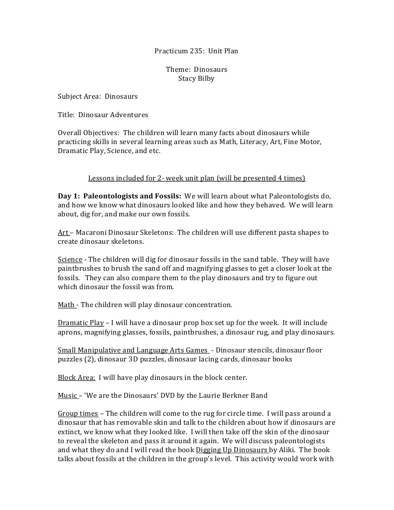 Dinosaur Adventures Unit Plan for Kids | PDF | Dinosaurs | Science