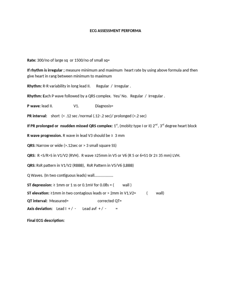 ECG Assessment Perfrma | PDF