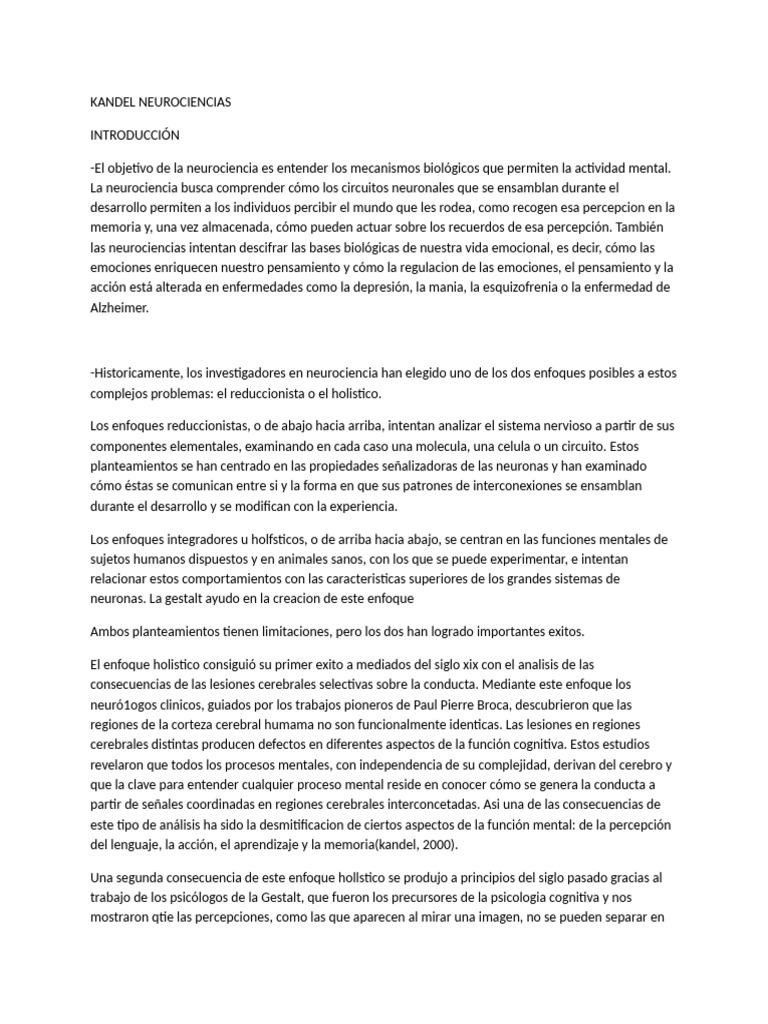 Kandel | PDF | Neurociencia | Cerebro