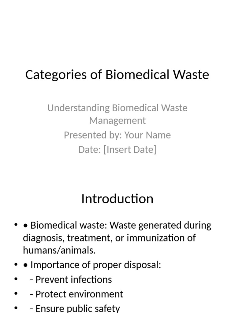 Biomedical Waste Categories Explained | PDF
