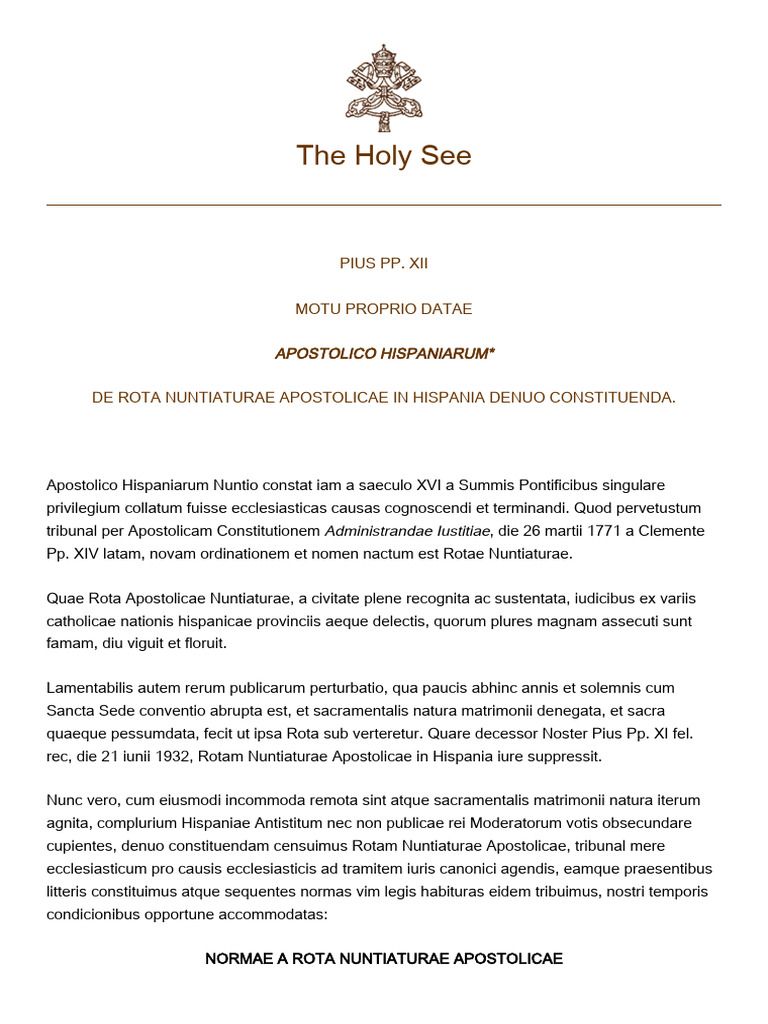 HF P-Xii Motu-Proprio 19470407 Apostolico-Hispaniarum | PDF