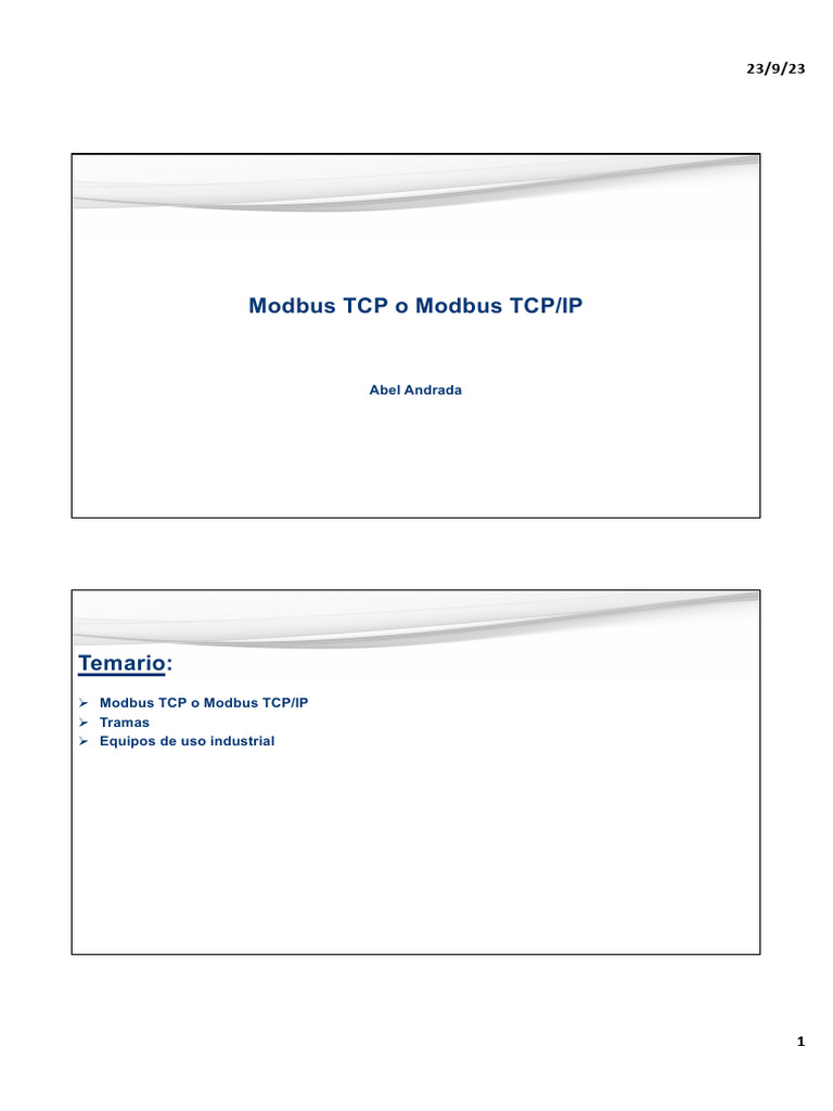 1609 Modbus TCP | PDF | Protocolo de Control de Transmisión | Ethernet