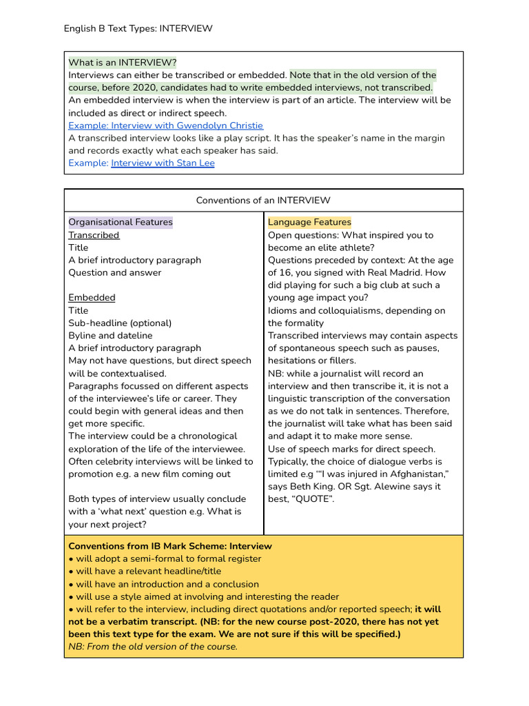 Understanding IB English B Interviews | PDF | Interview | Language ...