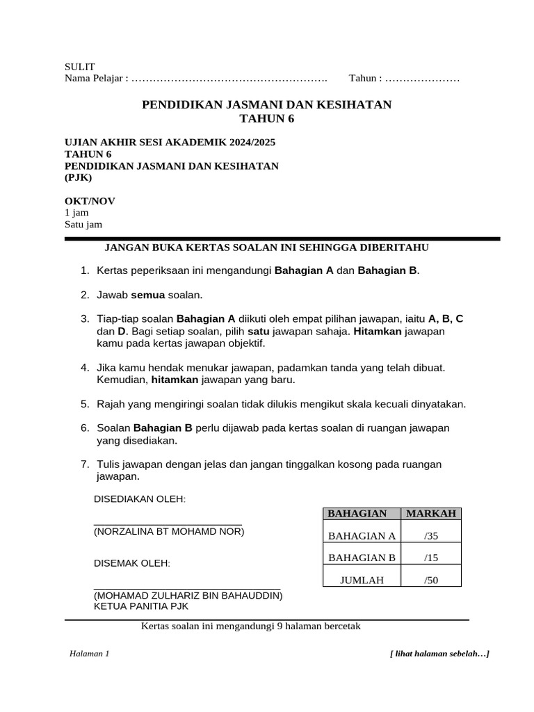 Soalan Uasa RBT Tahun 6 2024 2025 | PDF