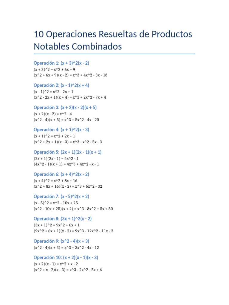 Productos Notables Combinados | PDF