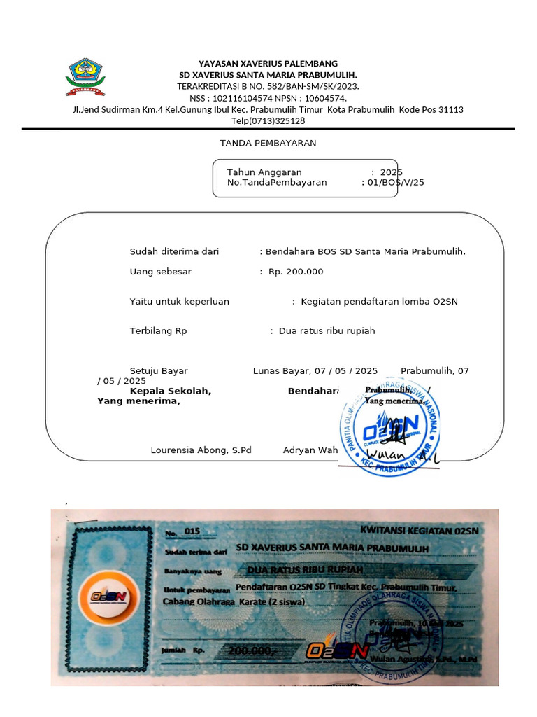 SPJ & Kwitansi Lengkap Iuran k3s Negri 2024 2025 | PDF