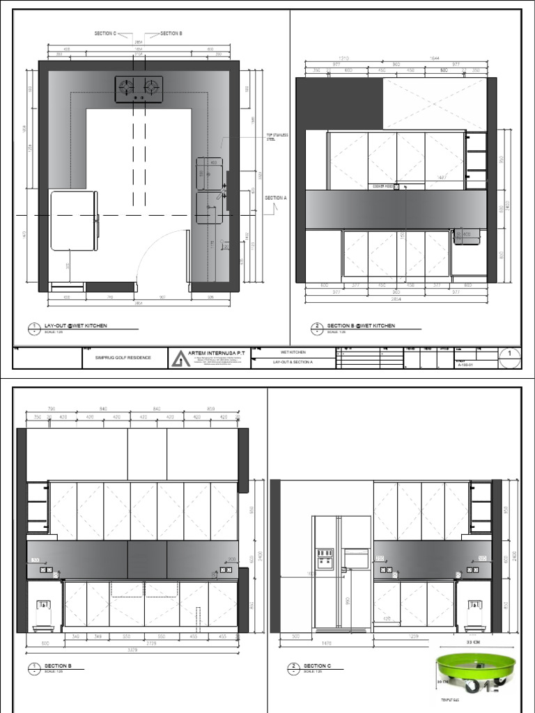 Wet Kitchen - Simprug Golf Residence-A.100.01 Lay-Out & Section Wet ...