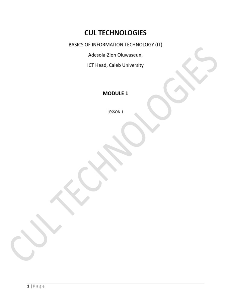 Basics of Information Technologies (CTC 101) | PDF | World Wide Web ...