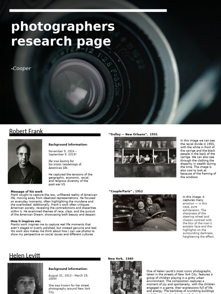 Photographer Research Page | PDF