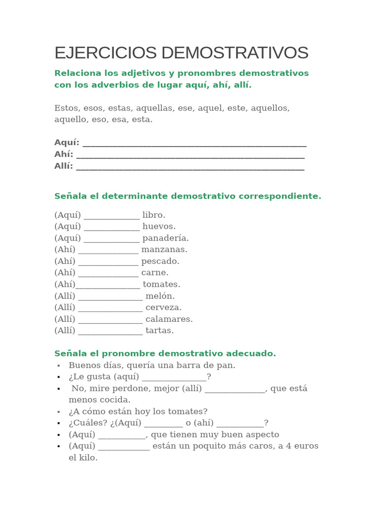 1º Ejercicios Demostrativos | PDF