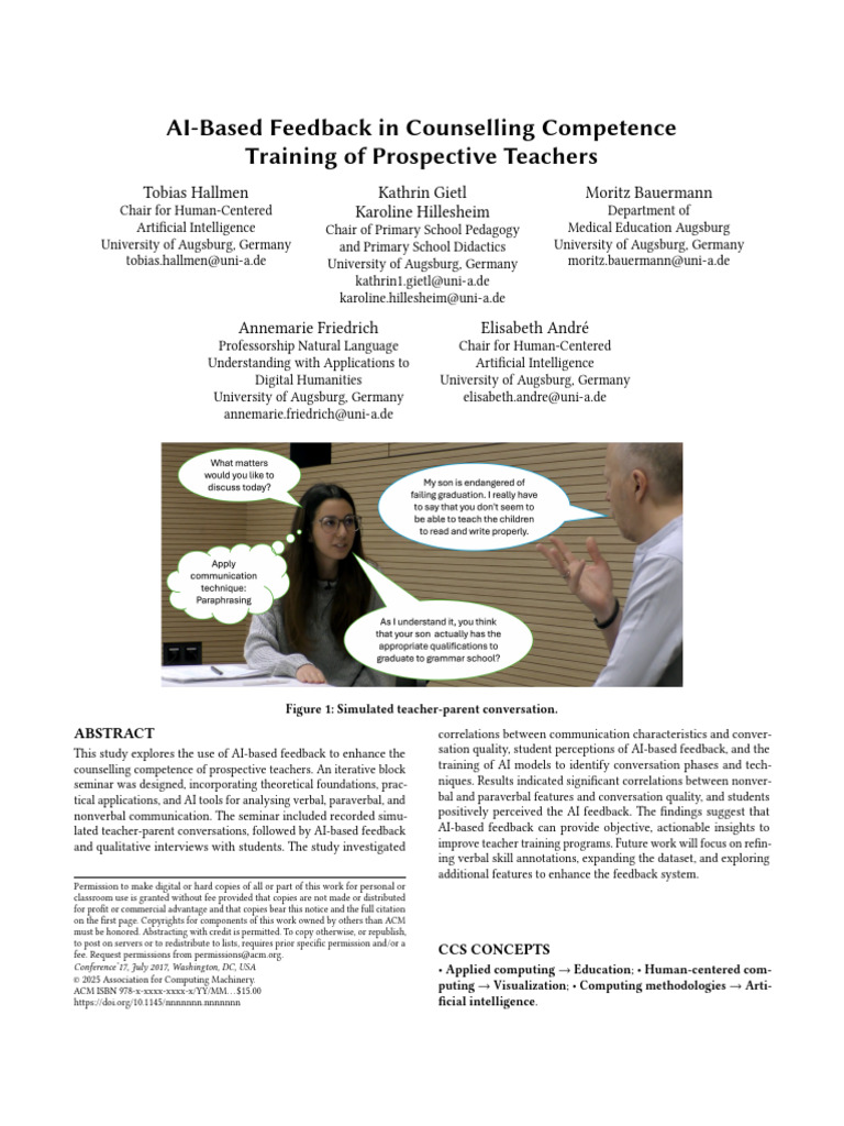 AI-Based Feedback in Counselling Competence Traini | PDF | Nonverbal ...