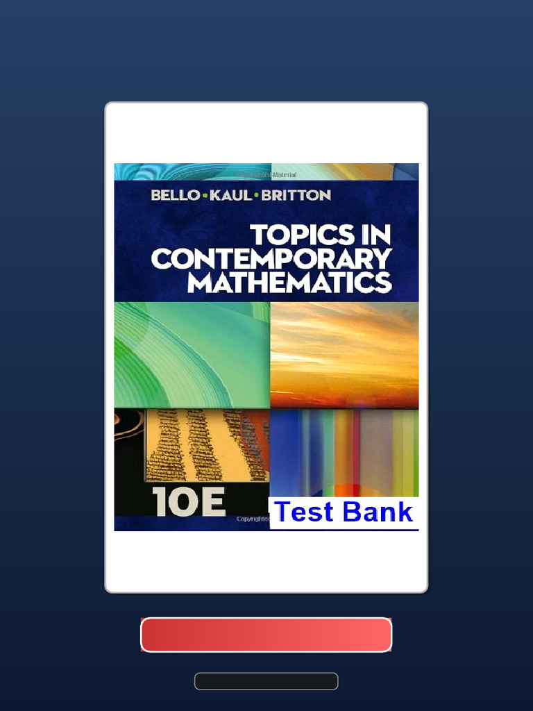 Topics in Contemporary Mathematics 10th Edition Bello Digital Access ...