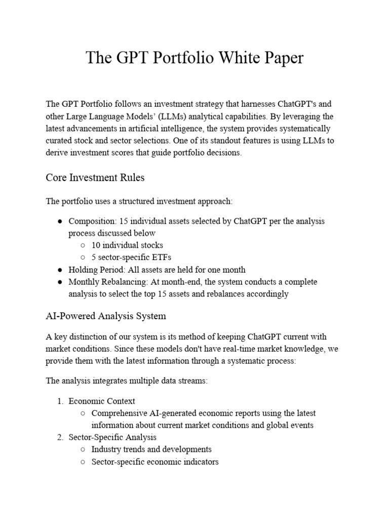 The GPT Portfolio White Paper | PDF | Dividend | Short (Finance)