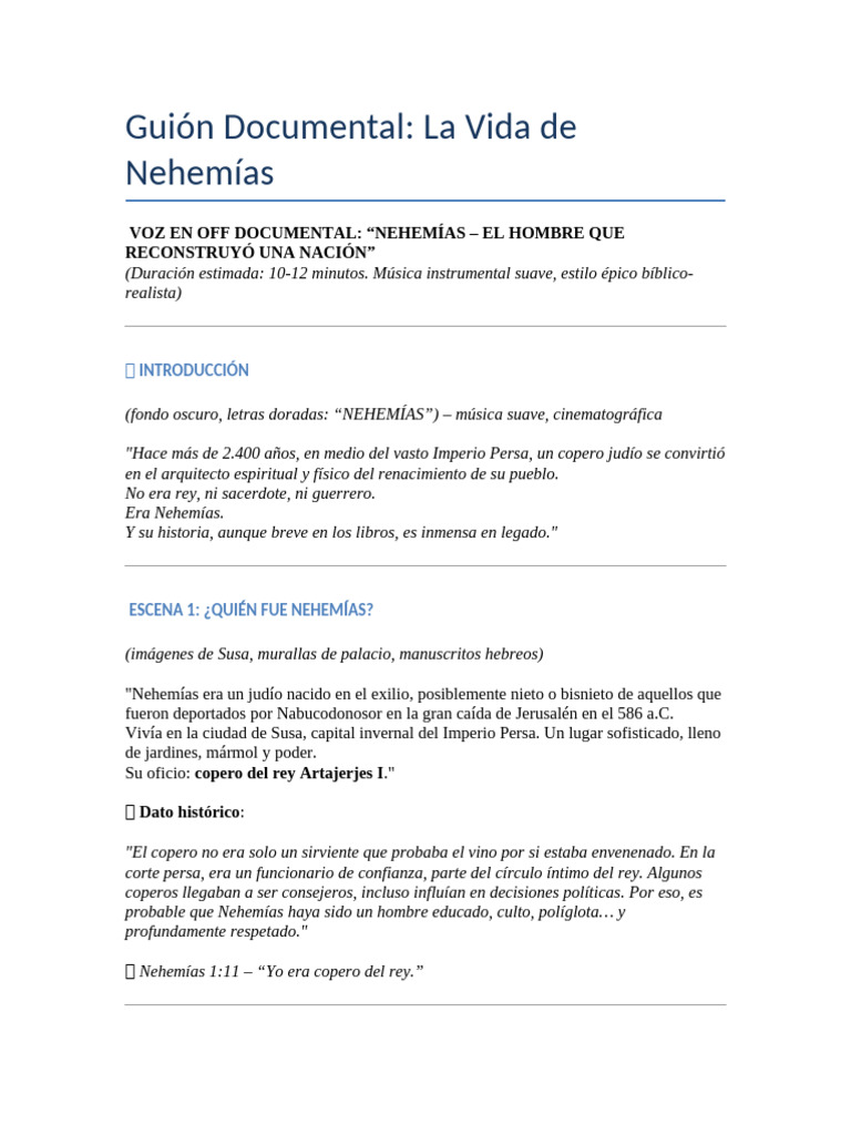 Guion Documental Nehemias | PDF | Sodoma y Gomorra | Biblia