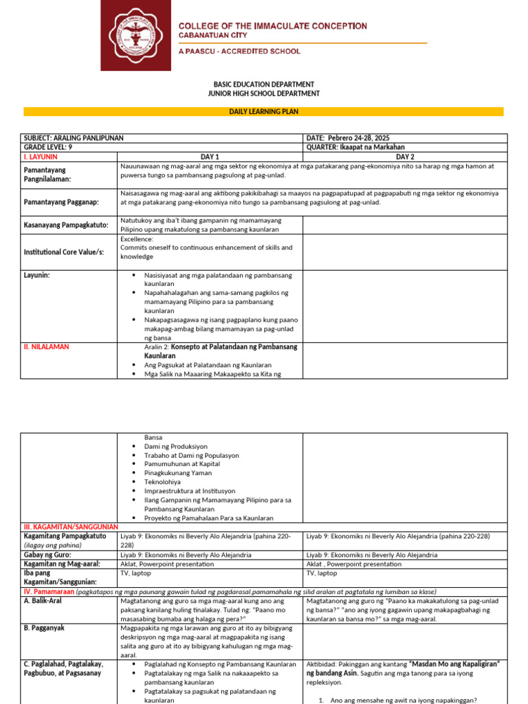 DLL 4TH Quarter G9 - Konsepto at Palatandaan | PDF