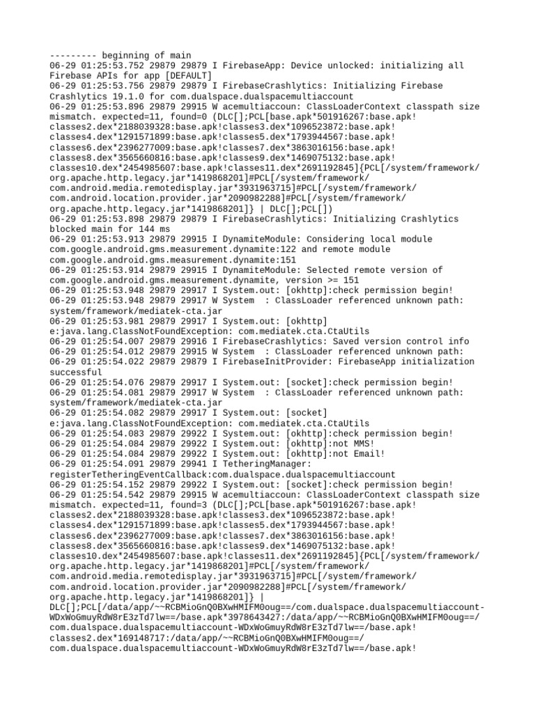 Com - Dualspace.dualspacemultiaccount Logcat | PDF | Computing Platforms | Software