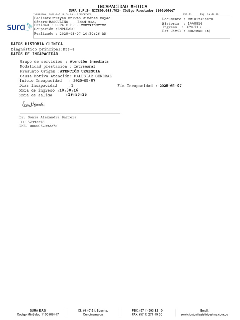 Sura - Brayan Stiven Jiménez Rojas | PDF