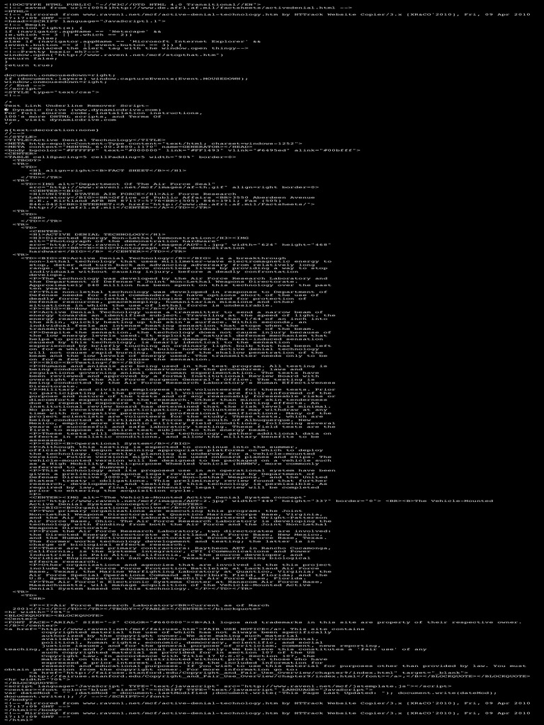 Active Denial Technology Overview | PDF | Humvee | Institutional Review ...