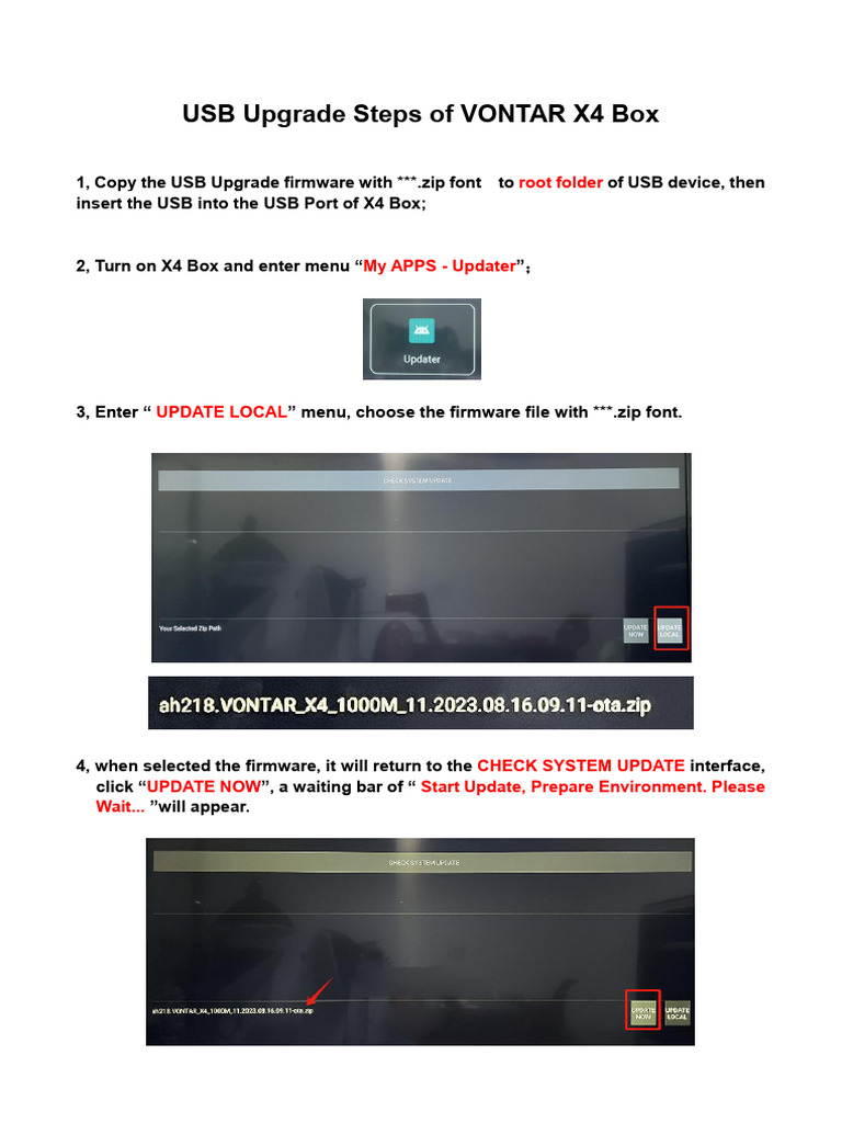 USB Upgrade Steps of VONTAR X4 TV Box-20231201 | PDF