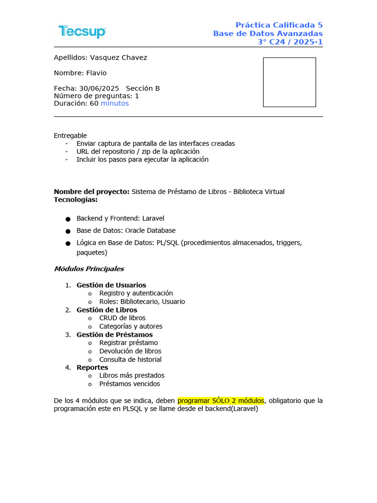Practica5 LAB BDA 2025-1-FFLVC | PDF | Bases de datos | Pl / Sql