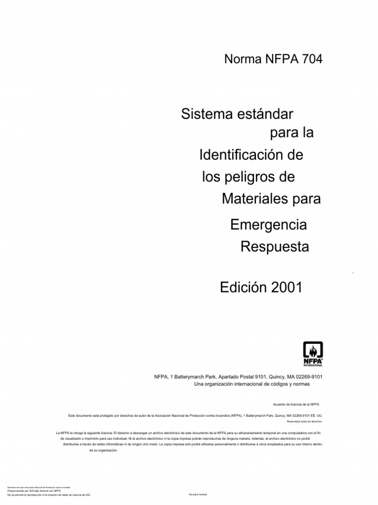 Norma NFPA 704: Identificación de Peligros | PDF | Adopción | Archivo ...