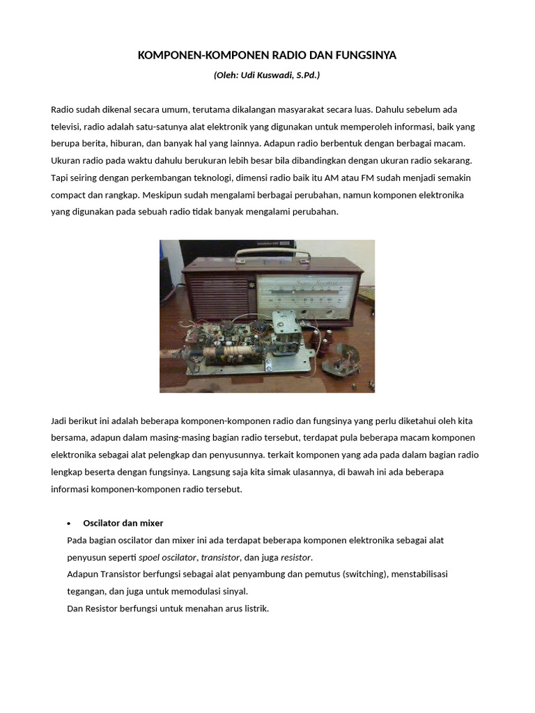 Komponen dan Fungsi Radio Jadul | PDF