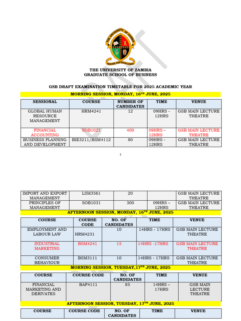 1st Semester Examination Timetable | PDF | Business | Economies