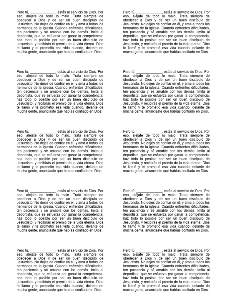 Versículo 1 Timoteo - 5 Páginas | PDF