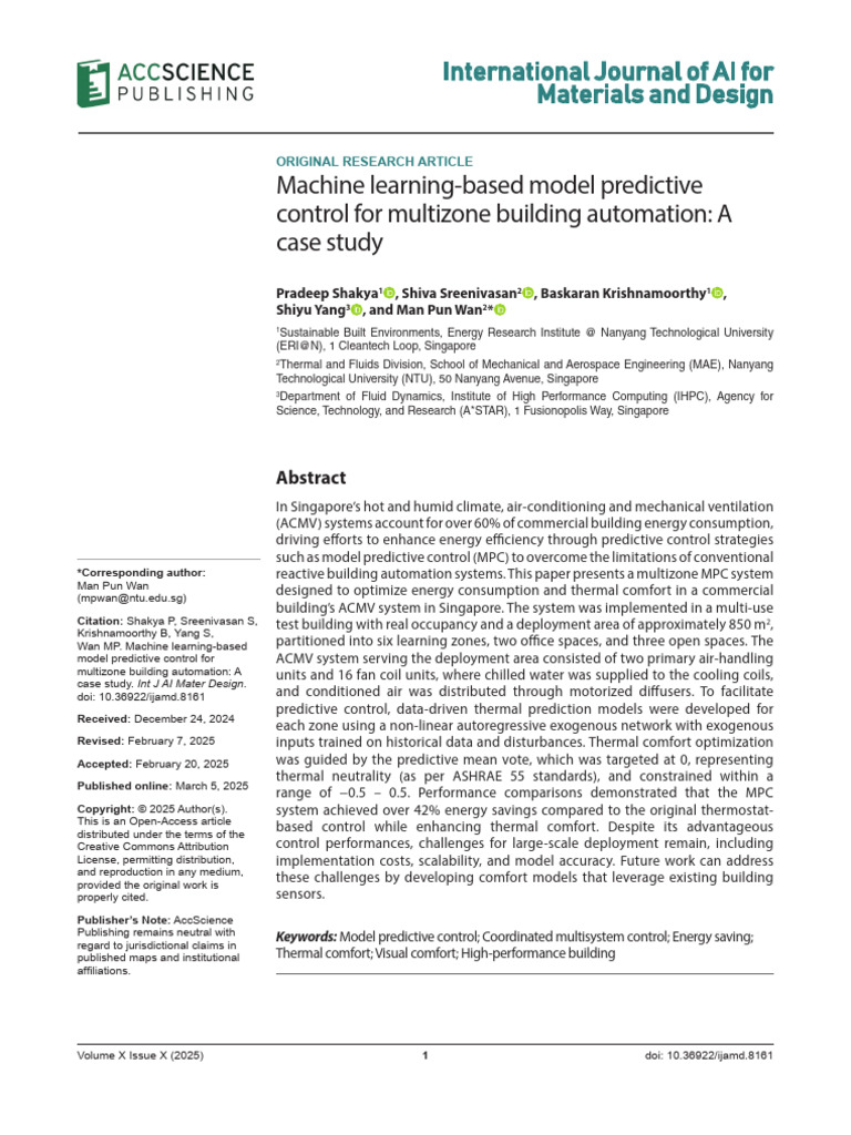 Machine Learning-Based Model Predictive Control For Multizone Building Automation: A Case Study ...