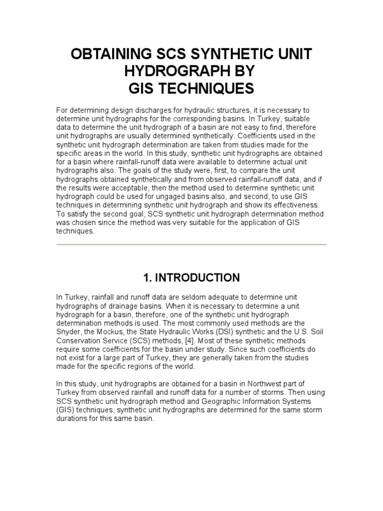 Obtaining Scs Synthetic Unit Hydrograph by | PDF