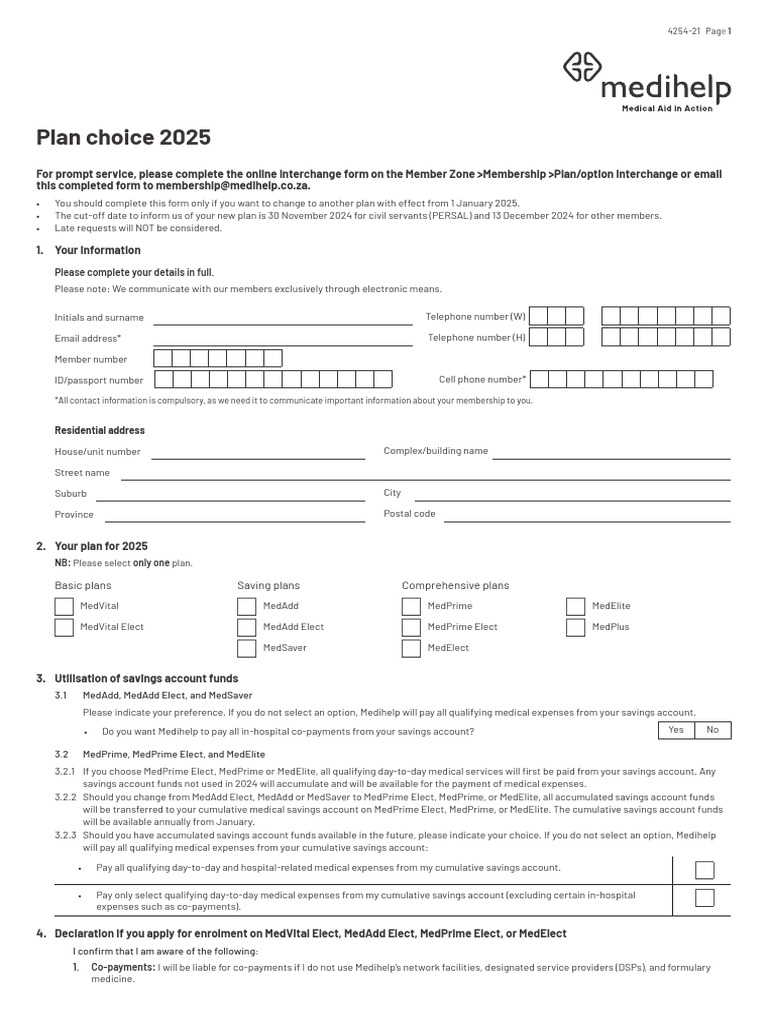 Medihelp Option Change Form 2025 | PDF | Social Programs | Health Care