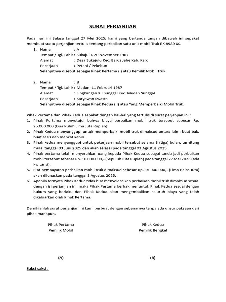 Surat Perjanjian | PDF