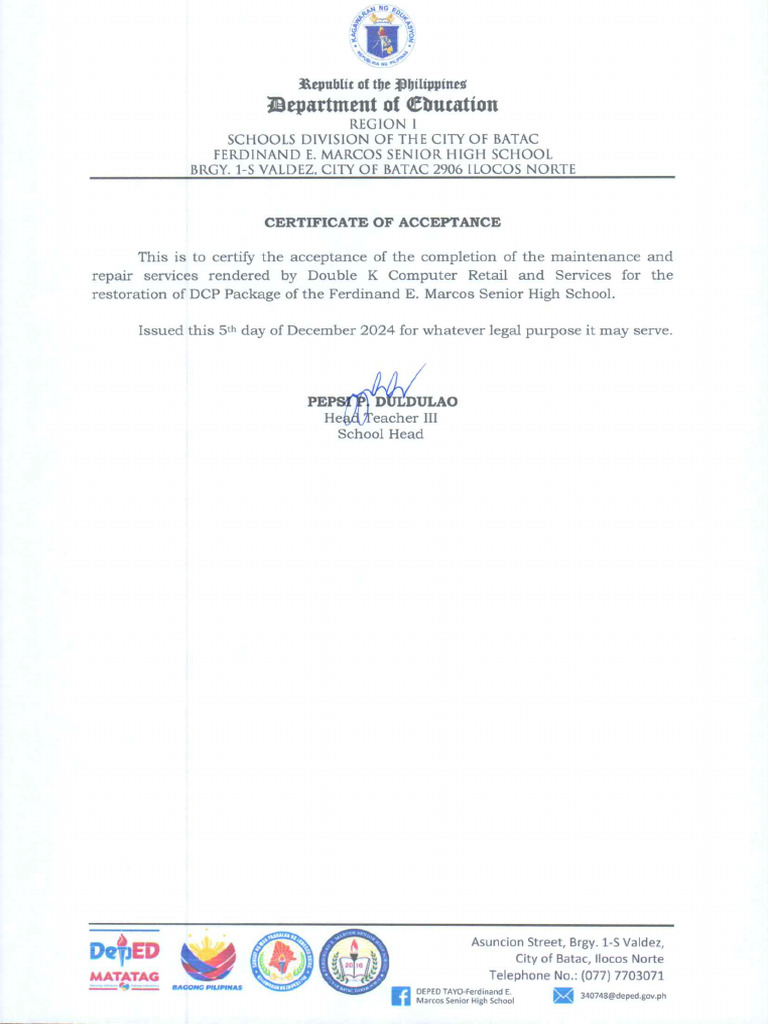 DCP Cert of Acceptance | PDF