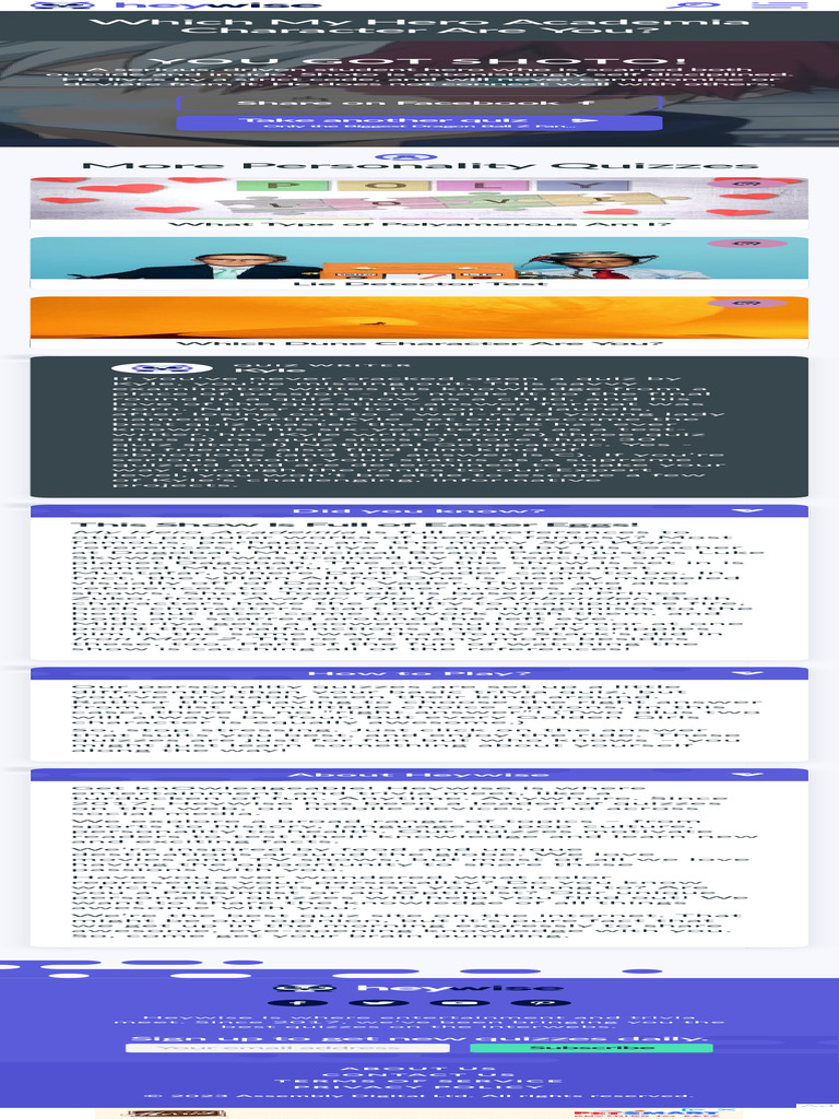 Which My Hero Academia Character Are You - Heywise | PDF | Quiz