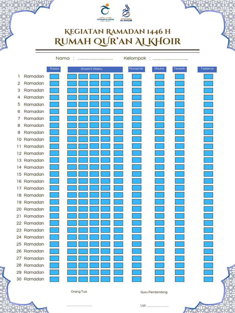 Lembar Kegiatan Ramadhan RQA | PDF
