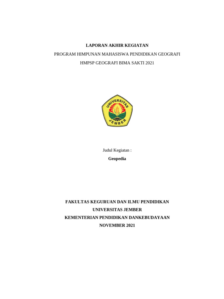 Laporan Kegiatan Geopedia 2021 | PDF
