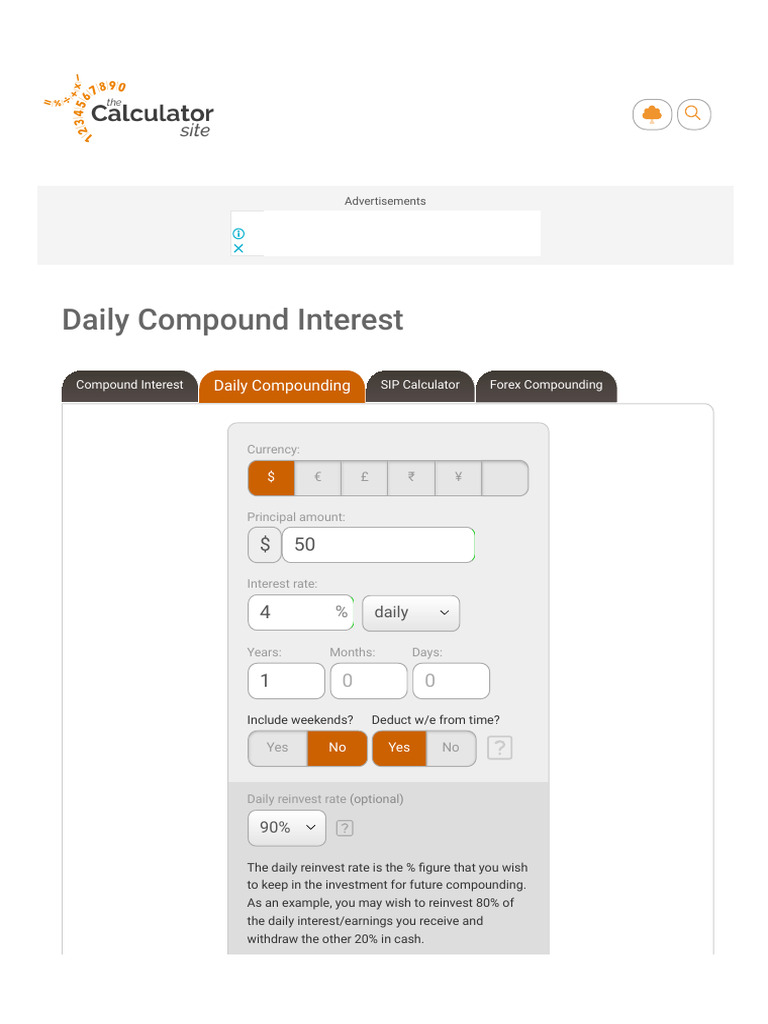 Daily Compound Interest Calculator | PDF | Interest | Compound Interest